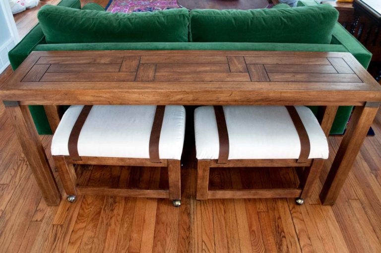 DIY Leather Strap Rolling Benches | And Then We Tried